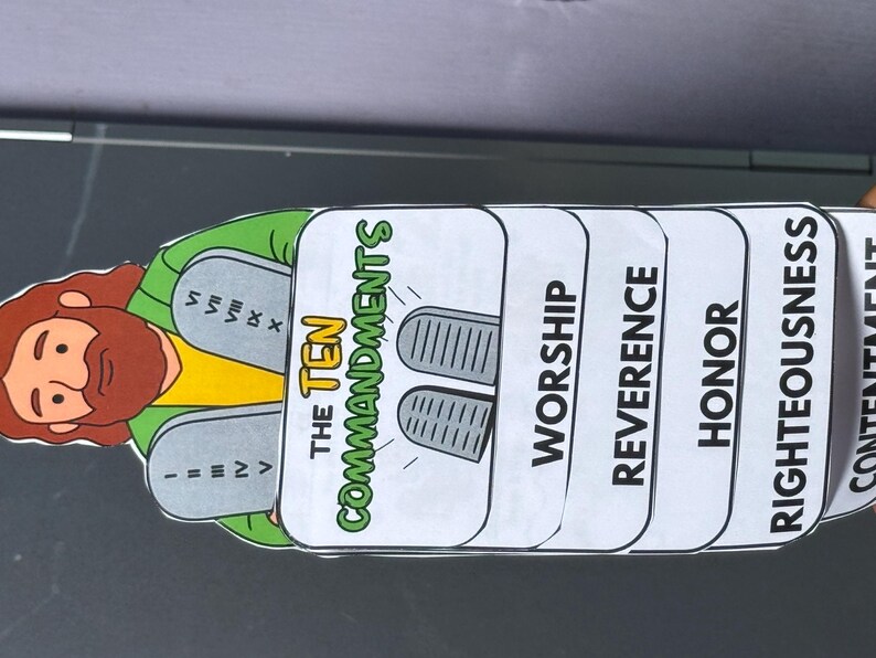 Ten Commandments Flipbook Bible Craft for Kids, Sunday School (digital ...