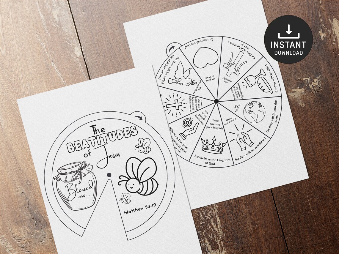 Beatitudes Coloring Wheel Printable Bible Verse Activity - Etsy