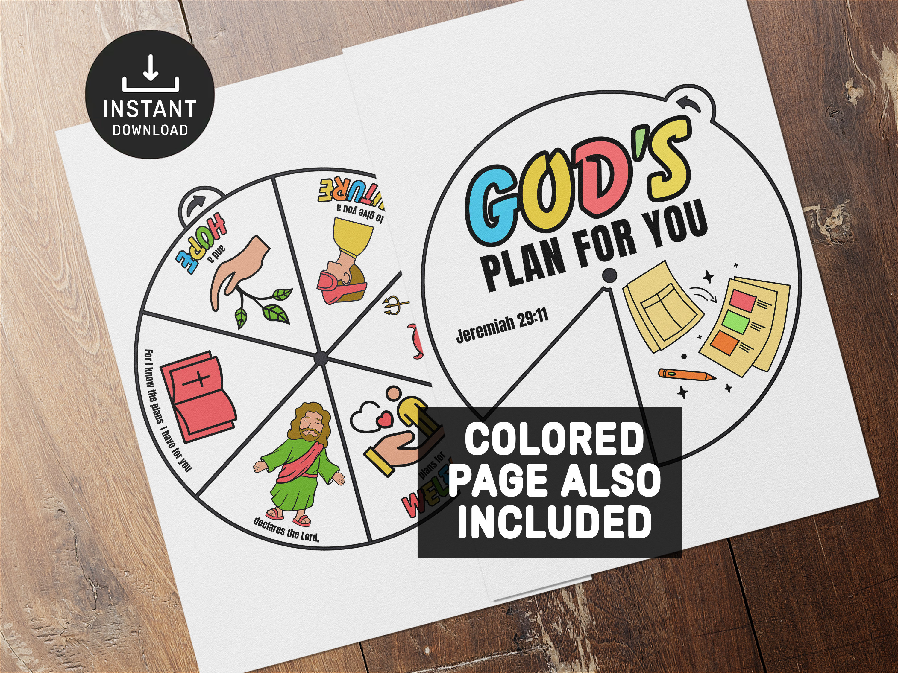Gods Plan for You Coloring Wheel, Bible Story Activity, Kids Bible ...