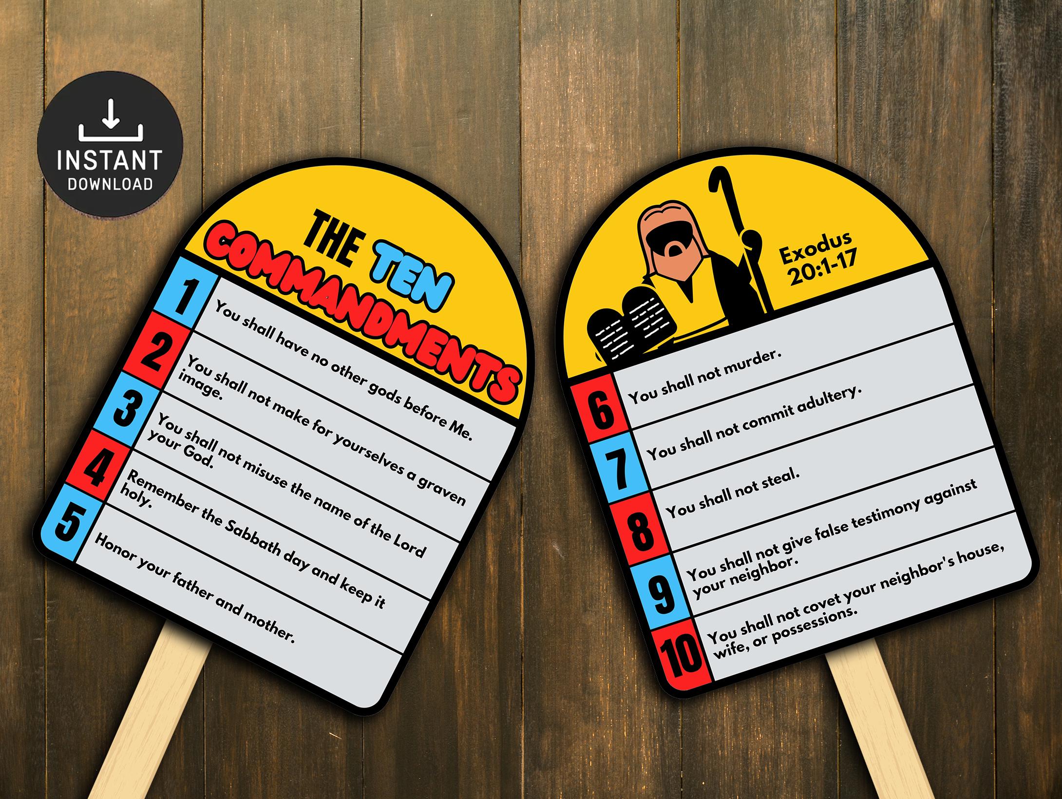 The Ten Commandments Fan Craft, Bible Activity, Kids Bible Lesson ...
