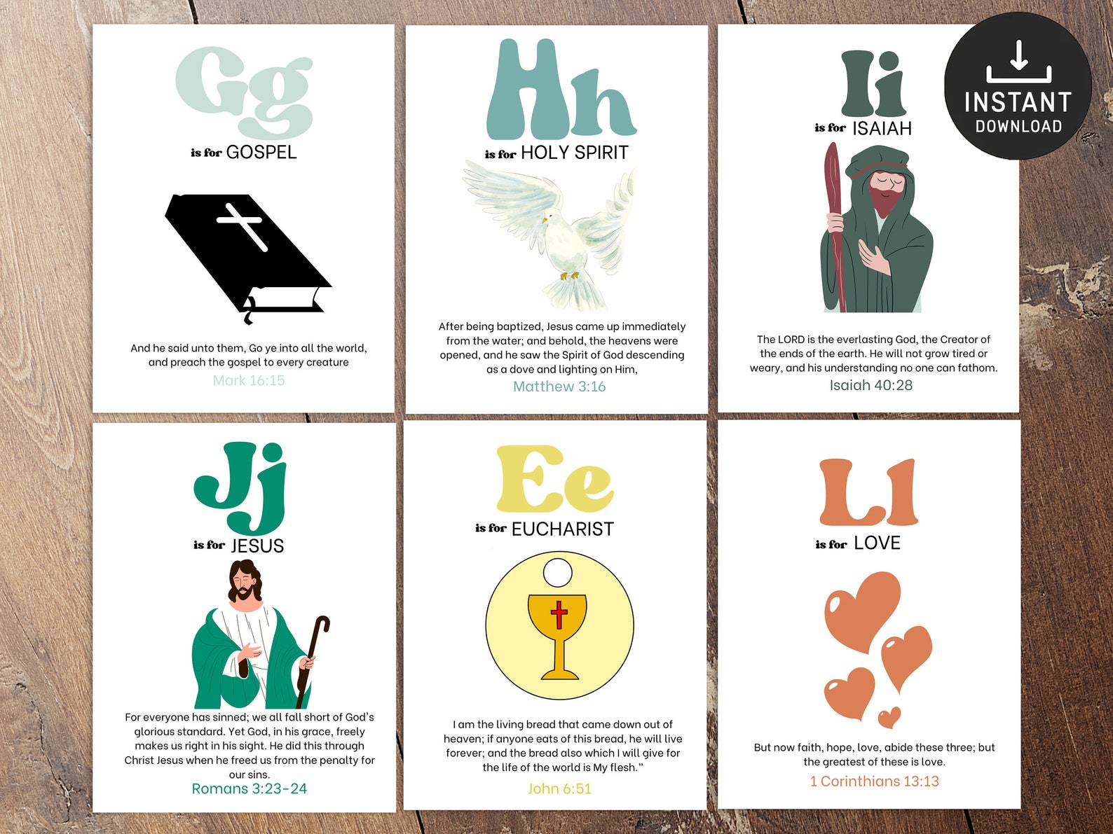 ABC Scripture Cards Flash Cards Memorization Bible Verses Alphabet Card ...