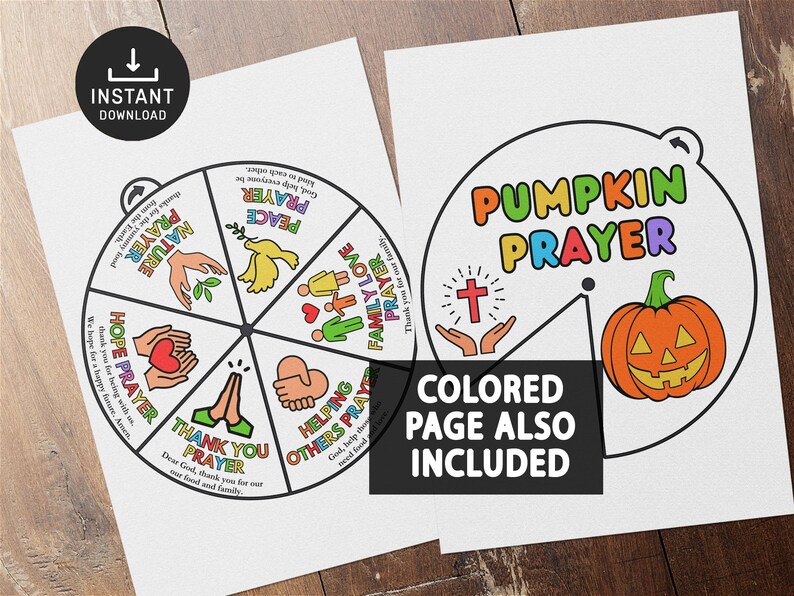 Pumpkin Prayer for Halloween Coloring Wheel, Bible Activity, Kids Bible ...
