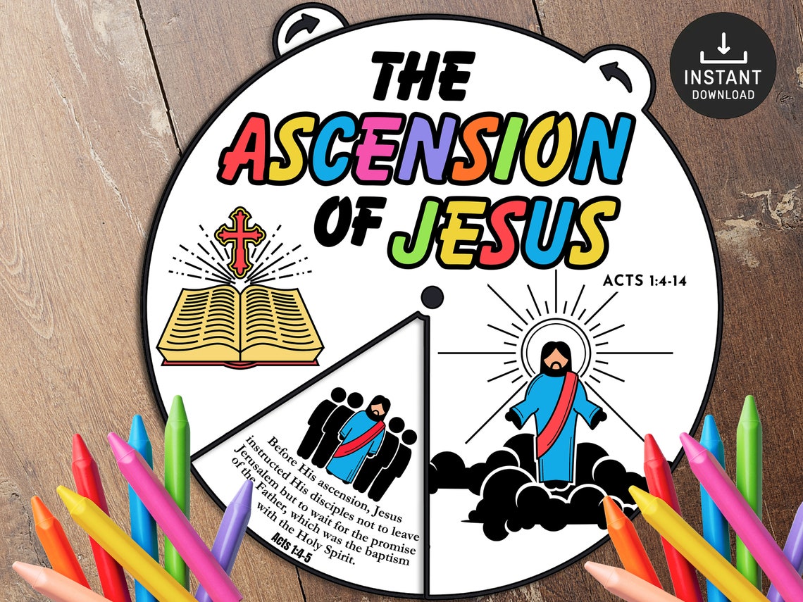 The Ascension of Jesus Coloring Wheel, Easter Craft, Bible Lessons ...