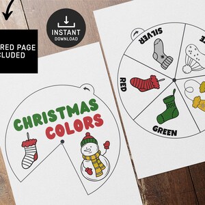 Christmas Colors Coloring Wheel, Printable Bible Activity, Watercolor ...