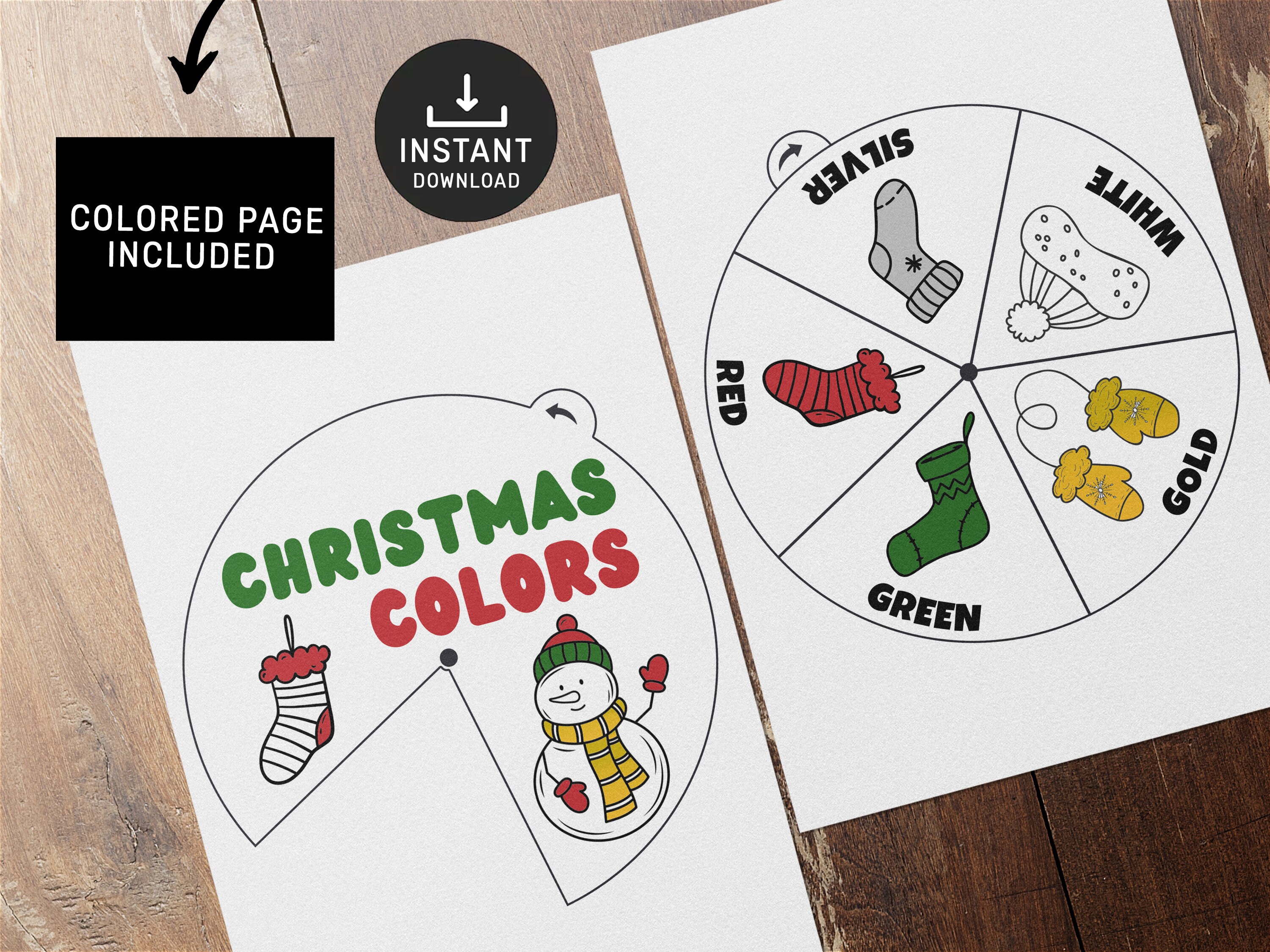 Christmas Colors Coloring Wheel, Printable Bible Activity, Watercolor ...