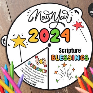 New Year 2024 Blessing Coloring Wheel, Bible Activity, Kids Bible ...