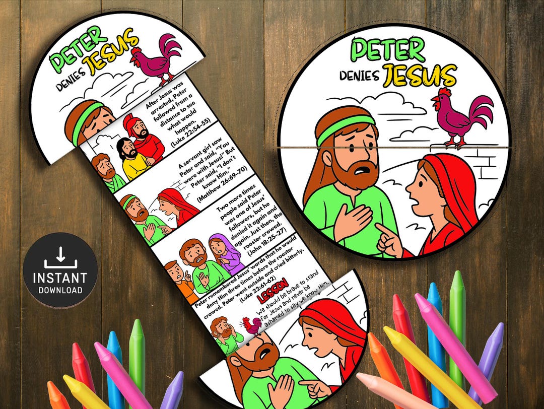 Peter Denies Jesus Folding Surprise Bible Story Craft, Kids Bible ...