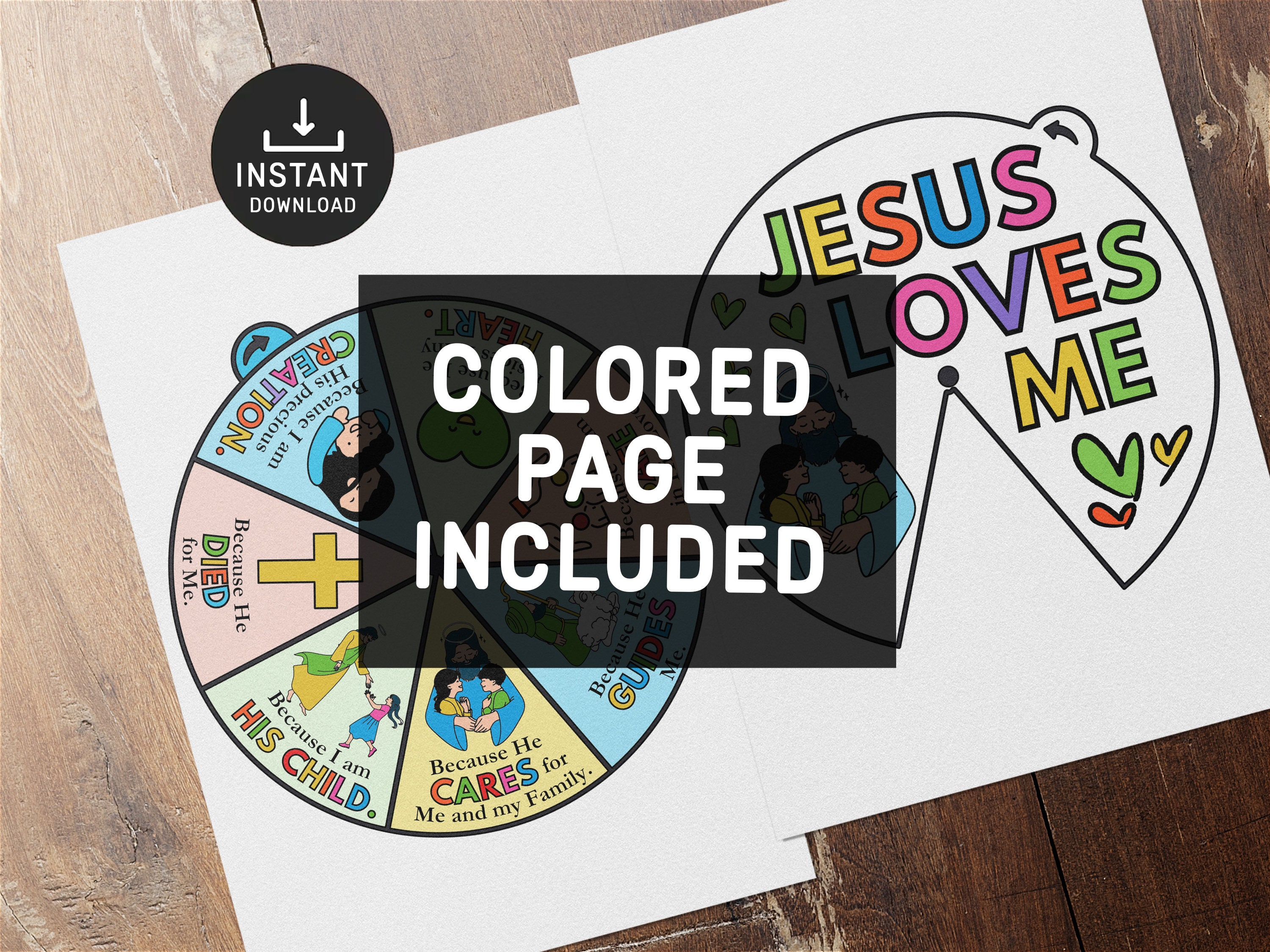 Jesus Loves Me Coloring Wheel Printable Bible Activity - Etsy