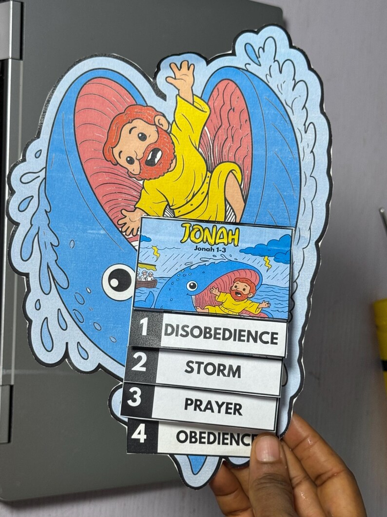 Jonah and the Whale Flipbook Bible Craft for Kids, Memory Game, Sunday ...
