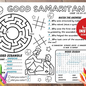 Good Samaritan Activity Sheet, Bible Activity, Sunday School, Bible ...
