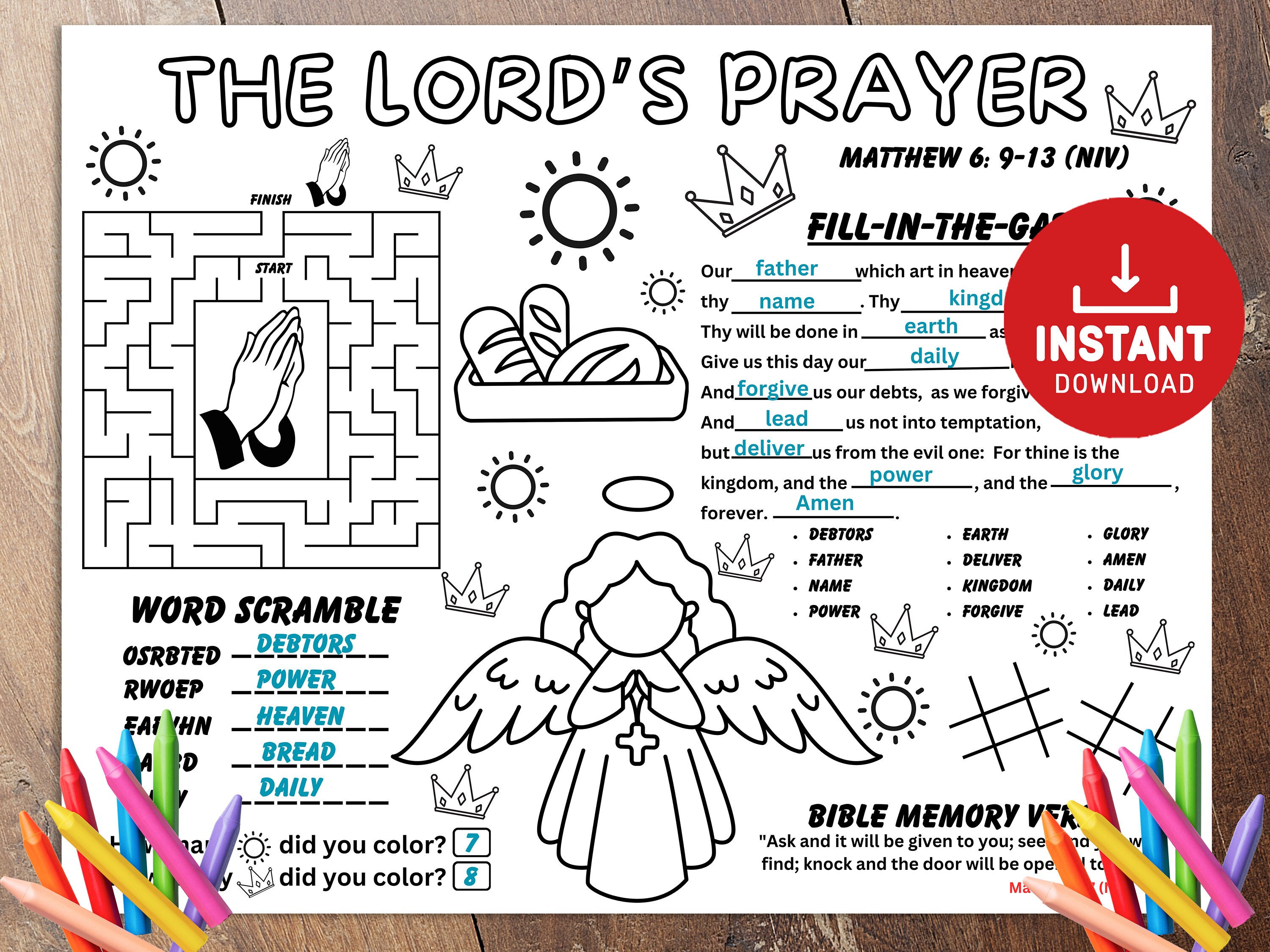 The Lord's Prayer, Bible Activity, Sunday School Activities, Bible ...