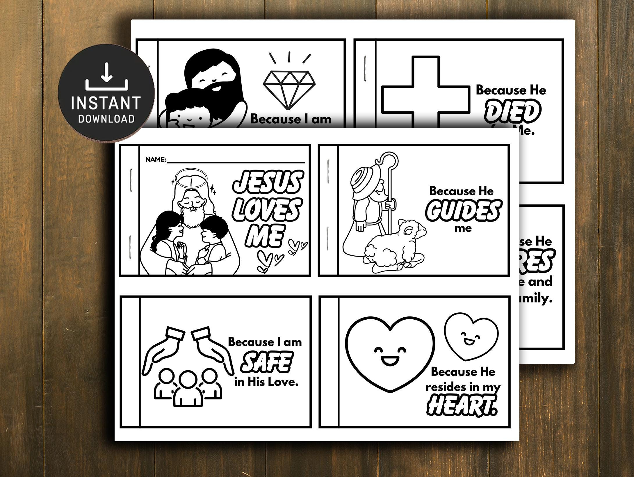 Jesus Loves Me Mini Book, Printable Bible Activity, Watercolor, Kids ...