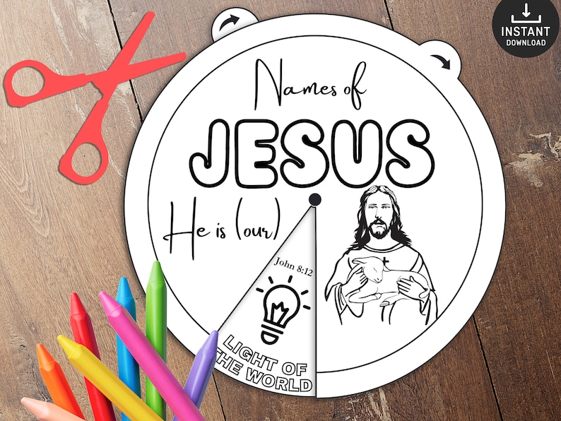 Names of Jesus Coloring Wheel, Christmas, Bible Activity, Memory Game ...