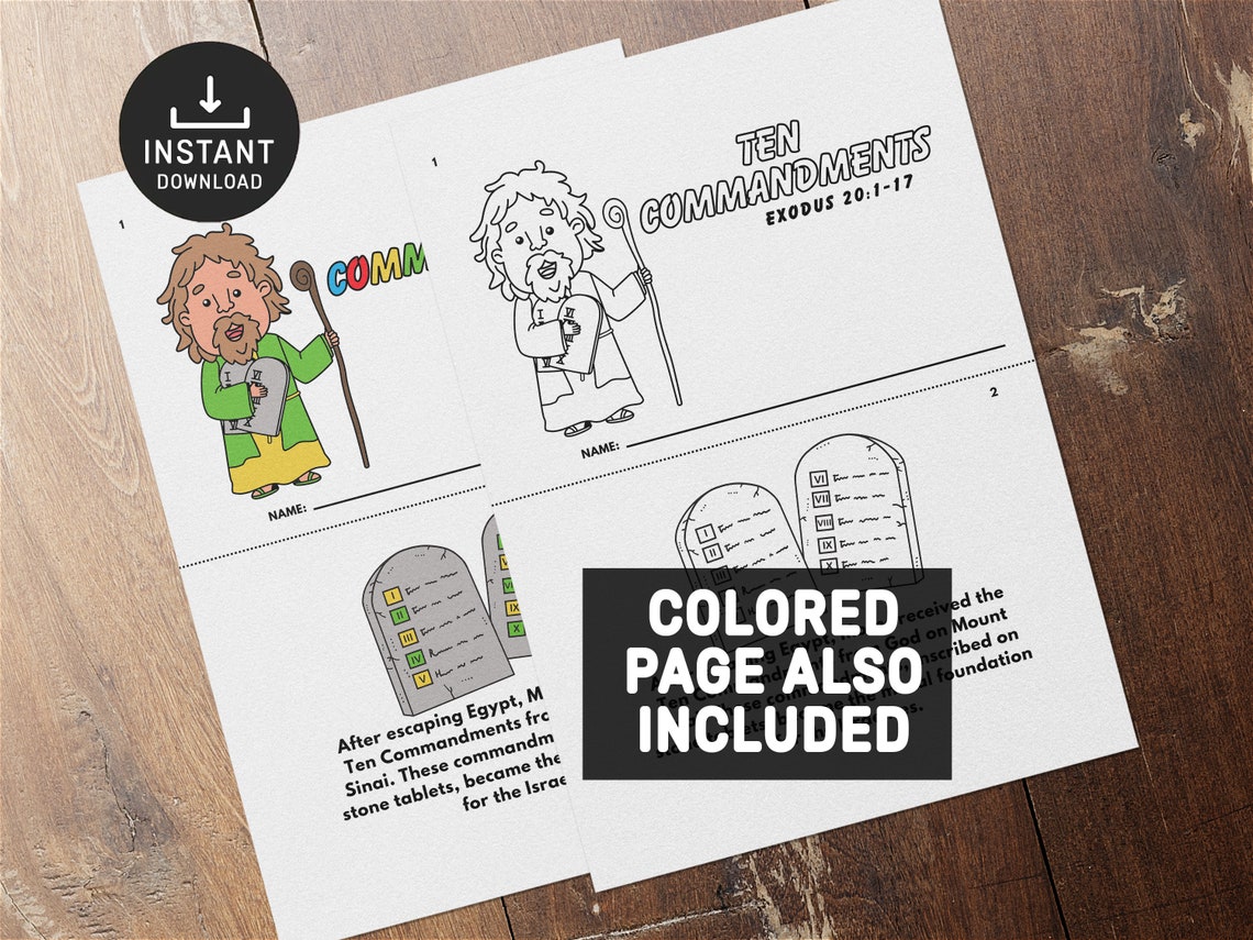 10 Commandments Activity, Bible Story Craft, Sunday School Craft, Moses ...