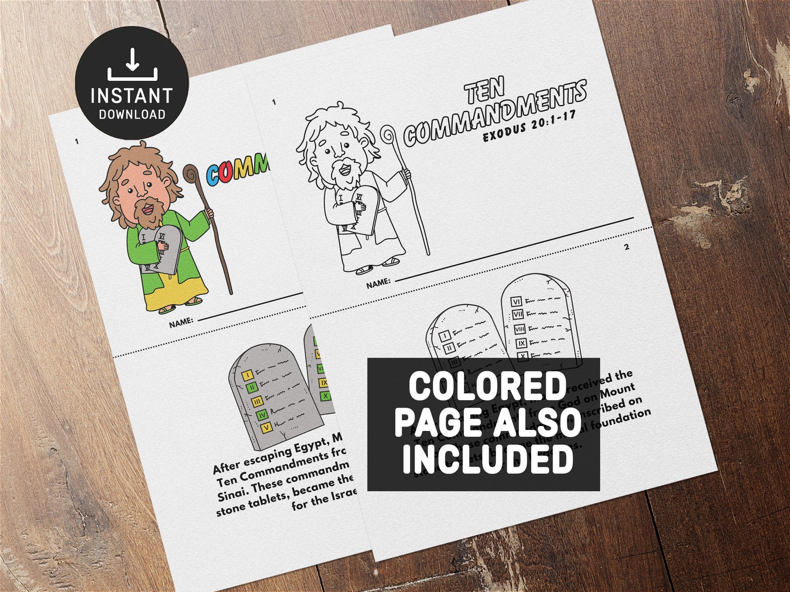 10 Commandments Activity, Bible Story Craft, Sunday School Craft, Moses ...