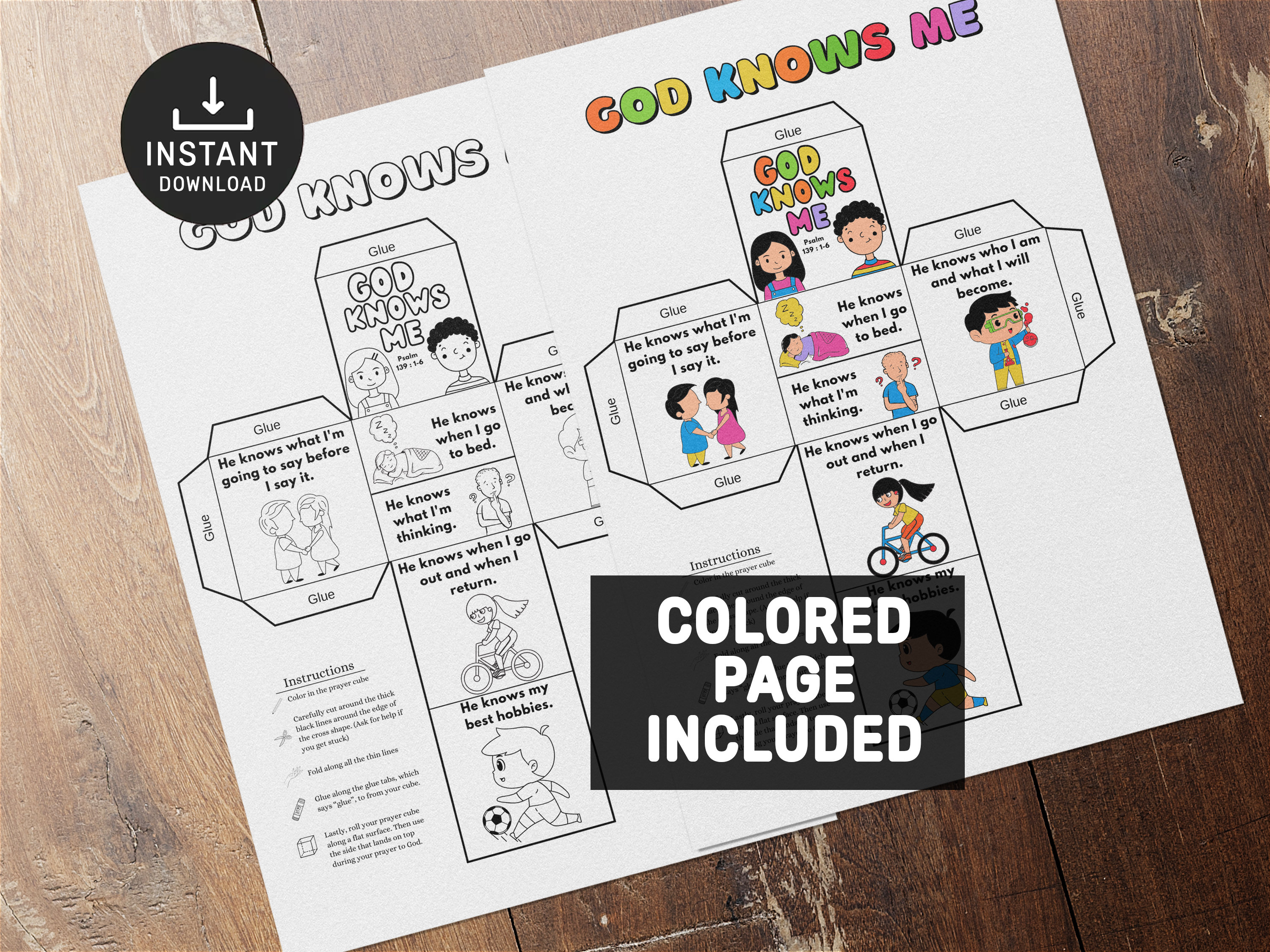 God Knows Me Coloring Cube, Psalm 139 Bible Story Activity, Kids Bible ...