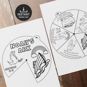 Noahs Ark Coloring Wheel Printable Bible Activity Kids Bible - Etsy