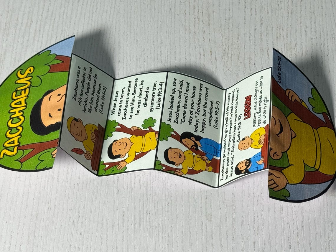 Zacchaeus Folding Surprise Bible Story Craft, Bible Lesson, Jesus and ...