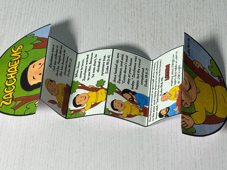 Zacchaeus Folding Surprise Bible Story Craft, Bible Lesson, Jesus and ...