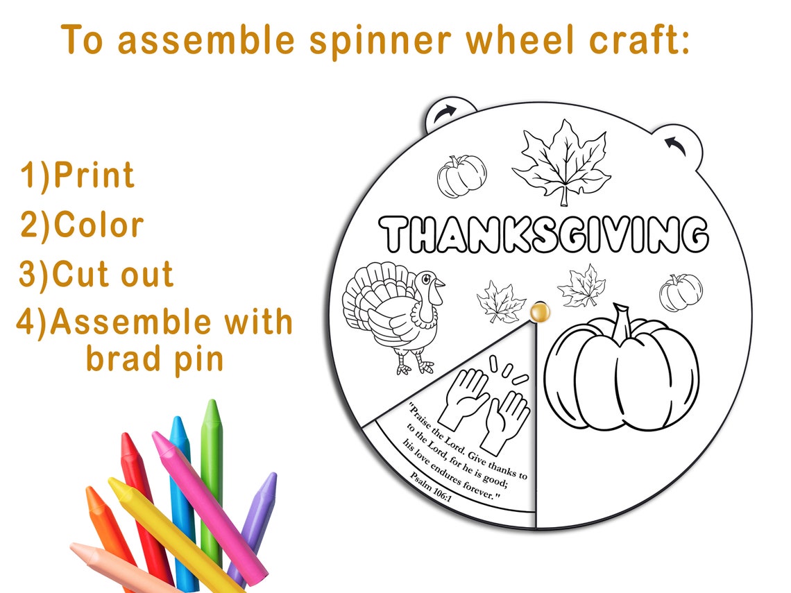 Thanksgiving Coloring Wheel, Bible Activity, Kids Bible Lesson, Memory ...