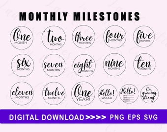 Baby Monthly Milestone Svg , Baby Monthly Milestone Rounds SVG, Cricut ...
