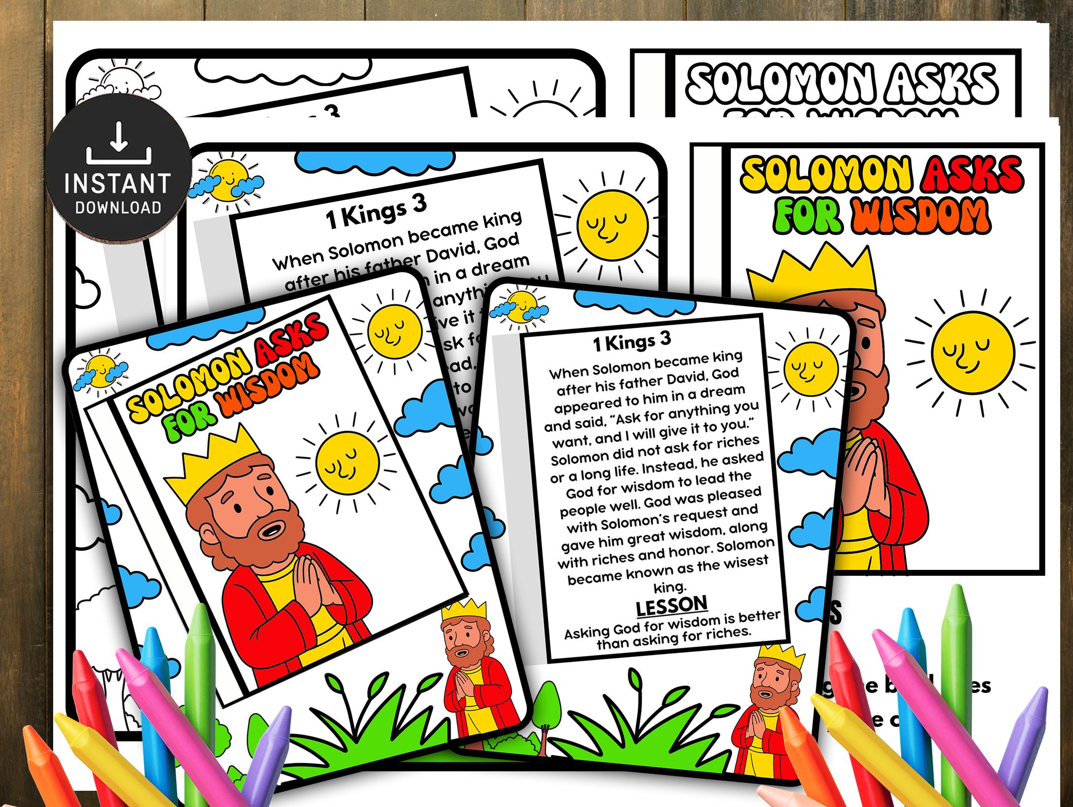 King Solomon Asks for Wisdom, Kids Bible Lesson, Sunday School, Bible ...