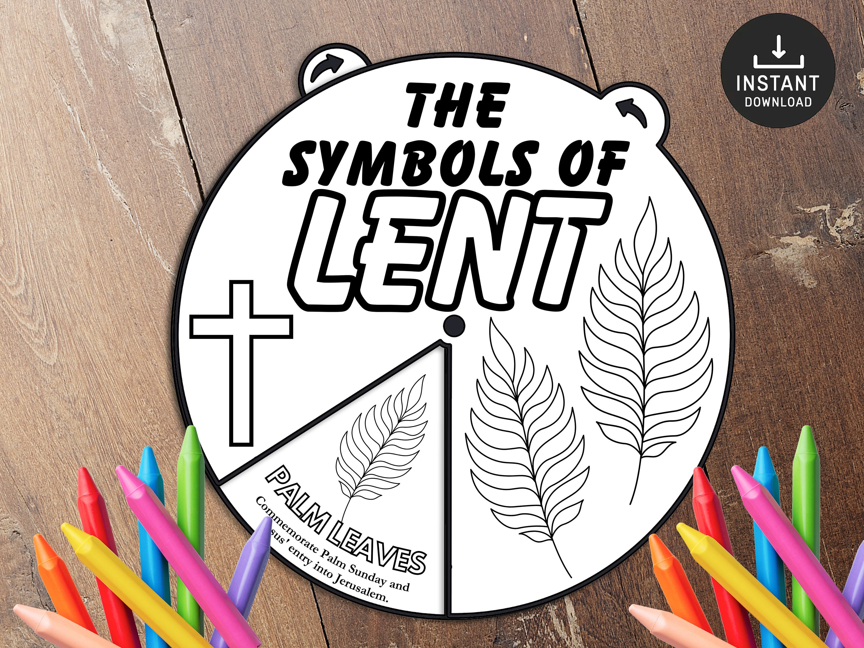 Lent Symbols Coloring Wheel, Lent Activity for Kids, Ash Wednesday ...