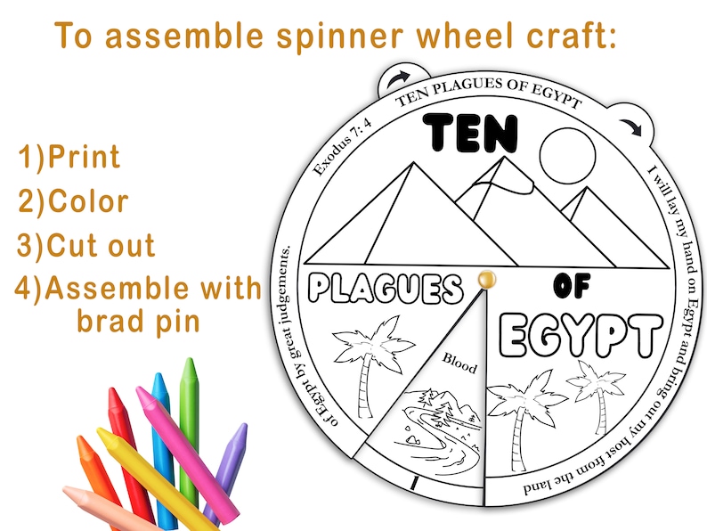 Ten Plagues of Egypt, Coloring Wheel, Bible Activity, Kids Passover ...
