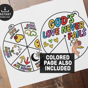 God is Love Coloring Wheel, Printable Bible Activity, Watercolor, Kids ...