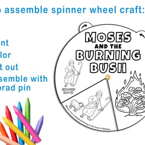 Moses and the Burning Bush Coloring Wheel, Printable Bible Activity ...