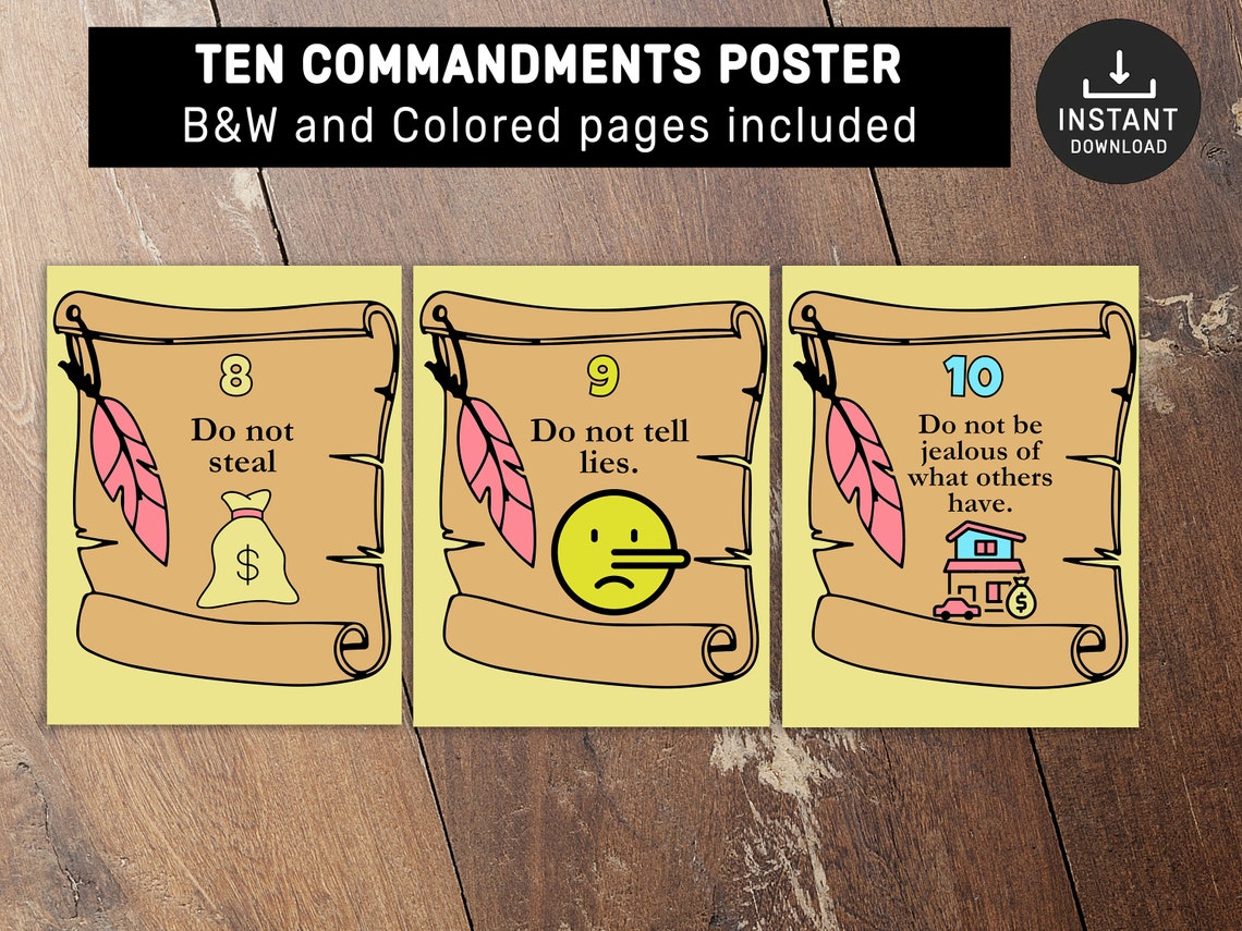 Ten Commandments Flash Card Printable Bible Activity - Etsy