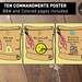 Ten Commandments Flash Card, Printable Bible Activity, Watercolor, Kids ...