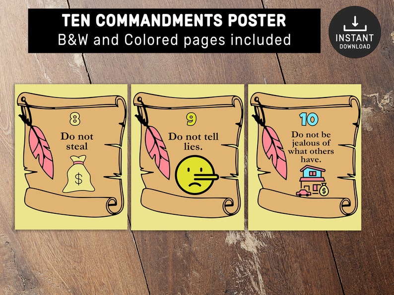 Ten Commandments Flash Card Printable Bible Activity - Etsy
