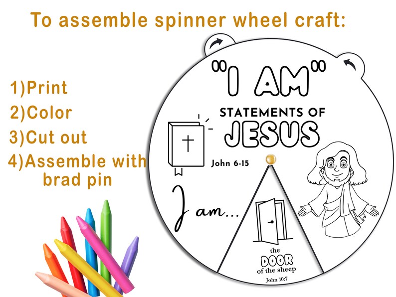 I Am Statements of Jesus Coloring Wheel, Printable Bible Activity ...