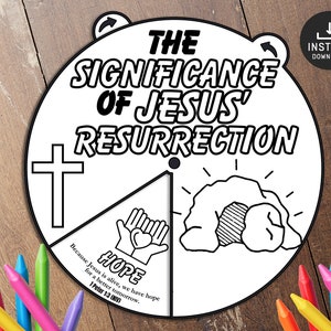 Jesus Resurrection Coloring Wheel, Easter Bible Lesson, Sunday School ...