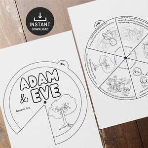 Adam and Eve Coloring Wheel Printable Bible Activity - Etsy Australia