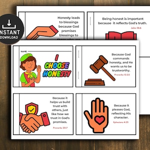 I Choose Honesty Mini Book, Printable Bible Activity, Kids Bible Lesson ...