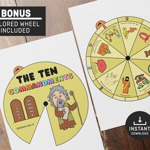 Ten Commandments Coloring Wheel, Bible Activity, Kids Bible Lesson ...