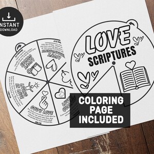 Love Scripture Coloring Wheel, Printable Bible Valentine Activity, Kids ...
