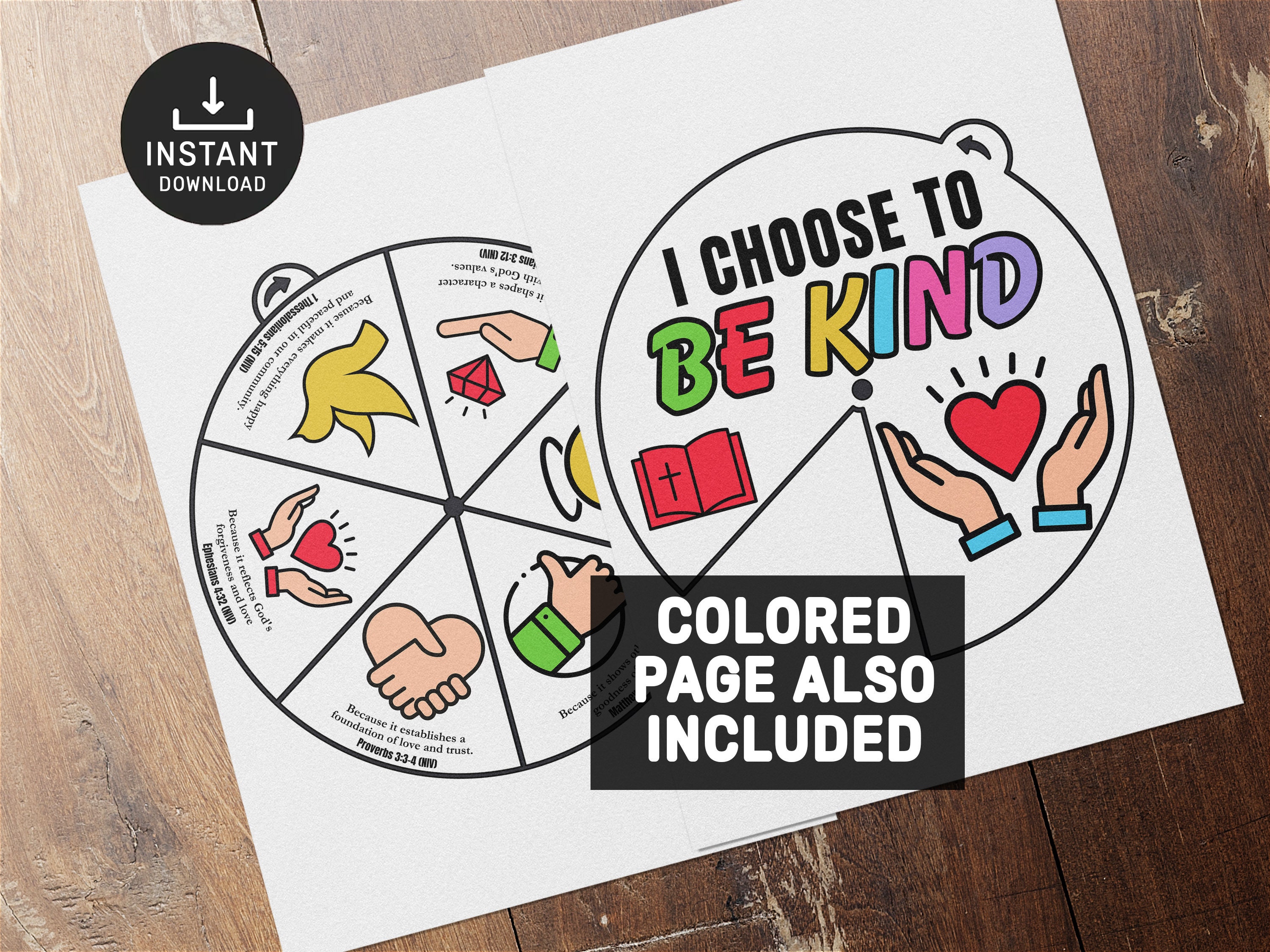 I Choose to Be Kind Coloring Wheel, Bible Story Activity, Kids Bible ...