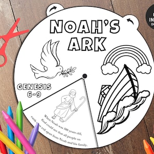 Noahs Ark Coloring Wheel Printable Bible Activity Kids Bible - Etsy