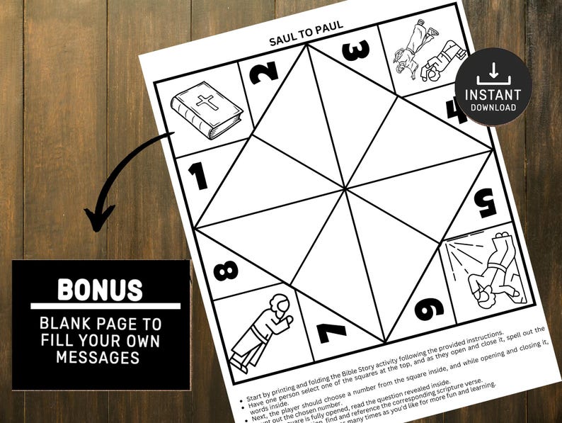 Saul to Paul Bible Story Craft, Printable Bible Activity, Kids Bible ...