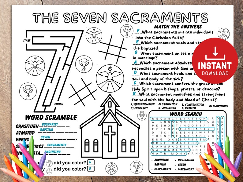 7 Sacraments , Bible Activity, Sunday Activities, Bible Placemat ...