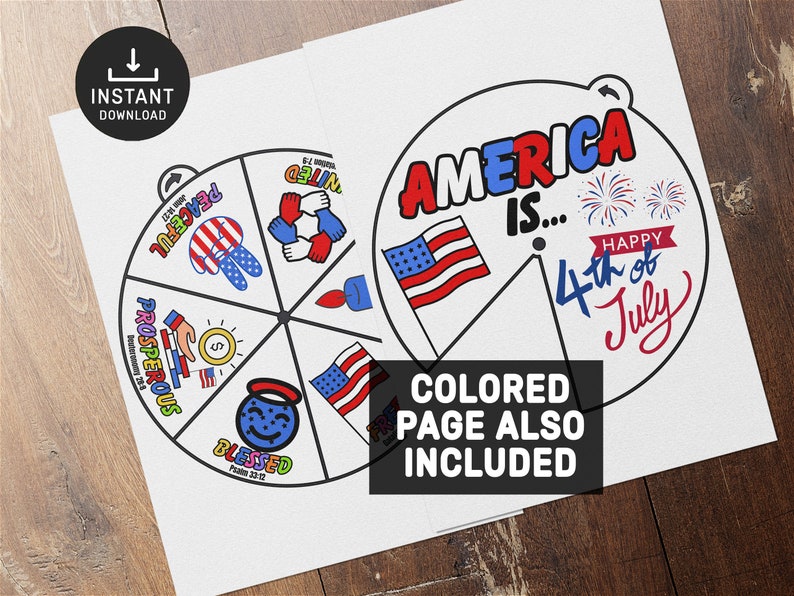4th July Activity Coloring Wheel, Freedom in Jesus, July 4th Bible ...