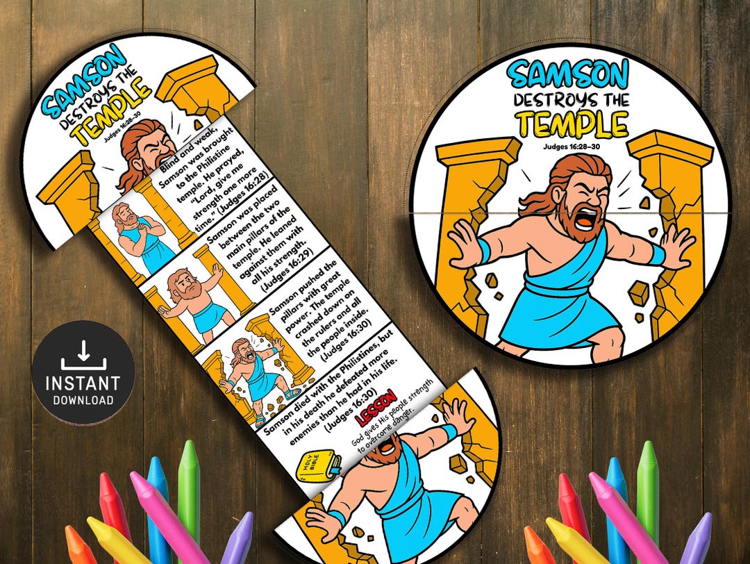Samson Destroys the Temple Bible Story Craft, Kids Sunday School ...
