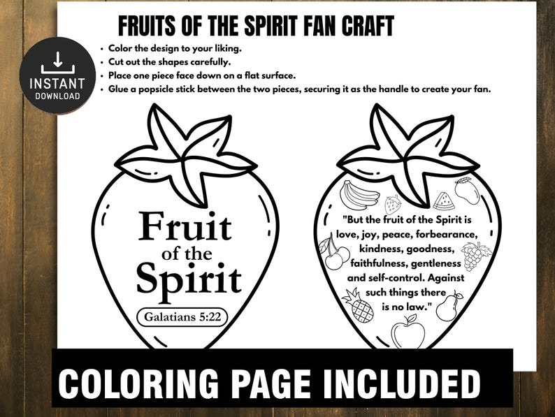 Fruit of the Spirit Fan Craft, Printable Bible Activity, Memory Game ...