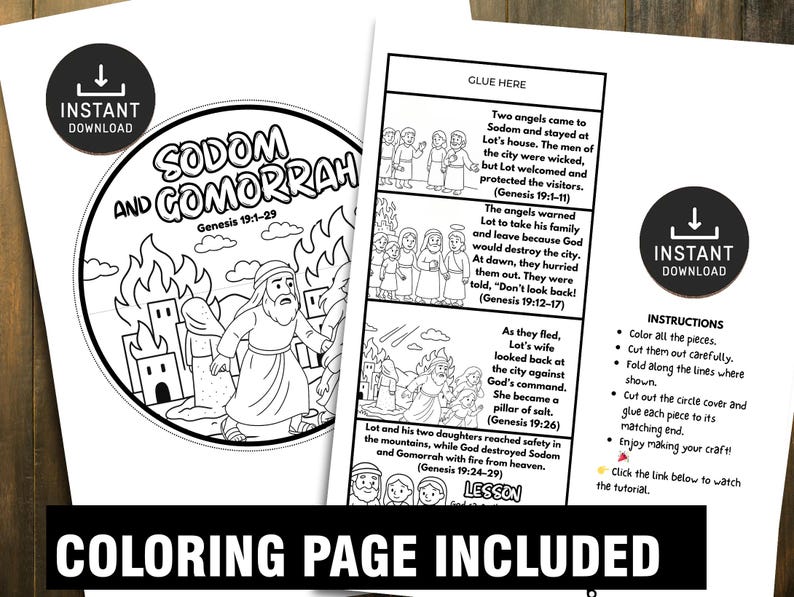 Sodom and Gomorrah Bible Story Craft, Folding Surprise (digital ...