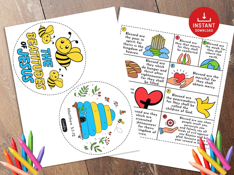 The Beatitudes, Bible Story Activity, Sunday School Craft, Printable ...