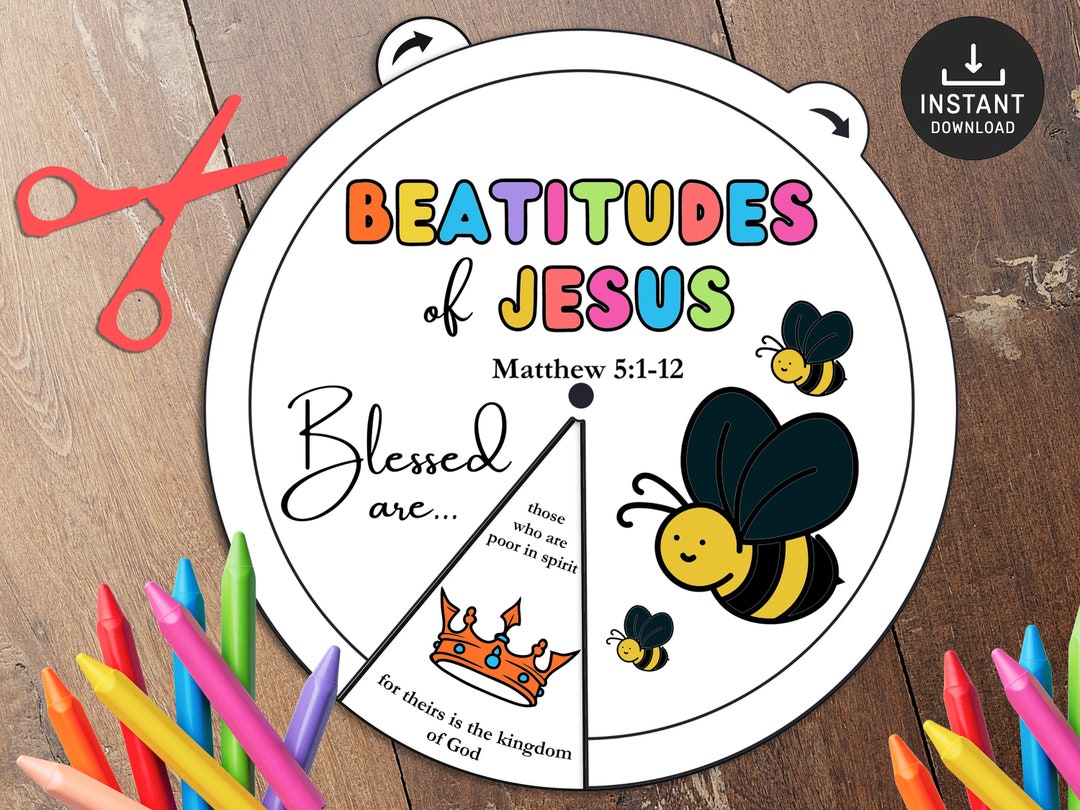 Beatitudes Coloring Wheel Printable Bible Verse Activity - Etsy