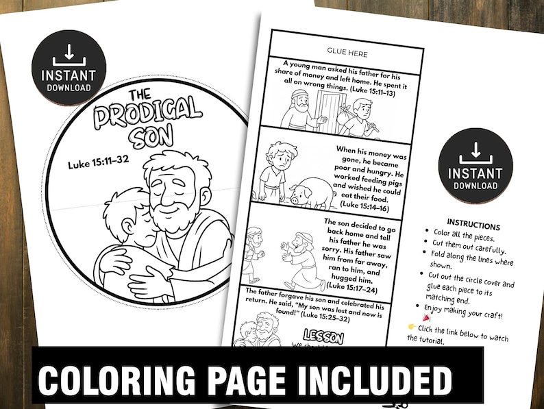 The Prodigal Son Folding Surprise Bible Story Craft, Kids Bible Lesson ...